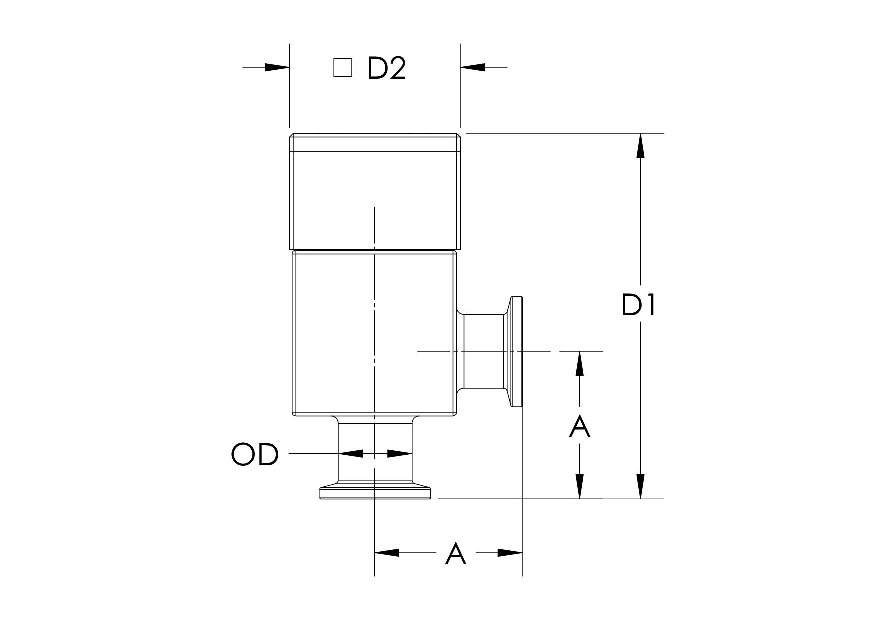 Pneumatic Actuated Aluminium Angle Valve - KF40 Port